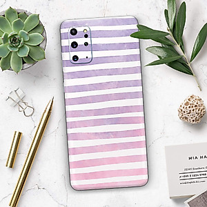 DesignSkinz Purple Watercolor Ombre Stripes Protective Vinyl Decal Wrap Skin Cover Compatible with The Samsung Galaxy S20 (Screen Trim & Back Glass Skin)