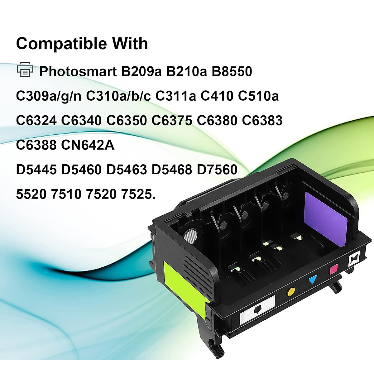 Ademon 564 Printhead 5-Slot Replacement for HP 564 564XL 5-Slot CN642A CB326-30002 for HP Photosmart 7520 7510 7525 7515 C6340 D7560 C6350 Printer Printhead(1 Pack), Black