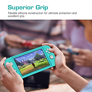 MoKo Case Compatible with Nintendo Switch Lite Console - Turquoise, Protective Silicone Cover, Shock Absorption, Anti Scratch, Easy Installation, Precise Cutouts