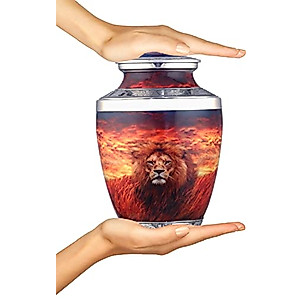 BOLD & DIVINE Lion Cremation Urns for Human Ashes - Decorative Urns, Urns for Human Ashes Female & Male, Urns for Ashes Adult Female, Funeral Urns - Lion, Large