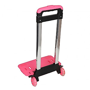 Backpack Hand Truck Backpack Trolley Pink,Foldable Telescopic Rod,Collapsible Hand Cart Folding Trolley Cart for Girl, Kids
