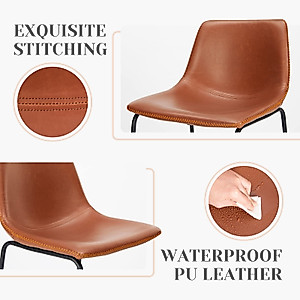 Sweetcrispy Counter Height Bar Stools Set of 2, Modern Counter Stool Faux Leather Barstools with Back, 26 inch Seat Height Island Stools Countertop Comfortable Brown Bar Chairs with Metal Legs