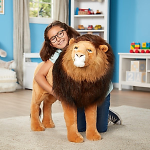 Melissa & Doug Standing Lion Lifelike Stuffed Animal with Full Mane, More Than 2 Feet Tall, Nearly Three Feet Long Brown