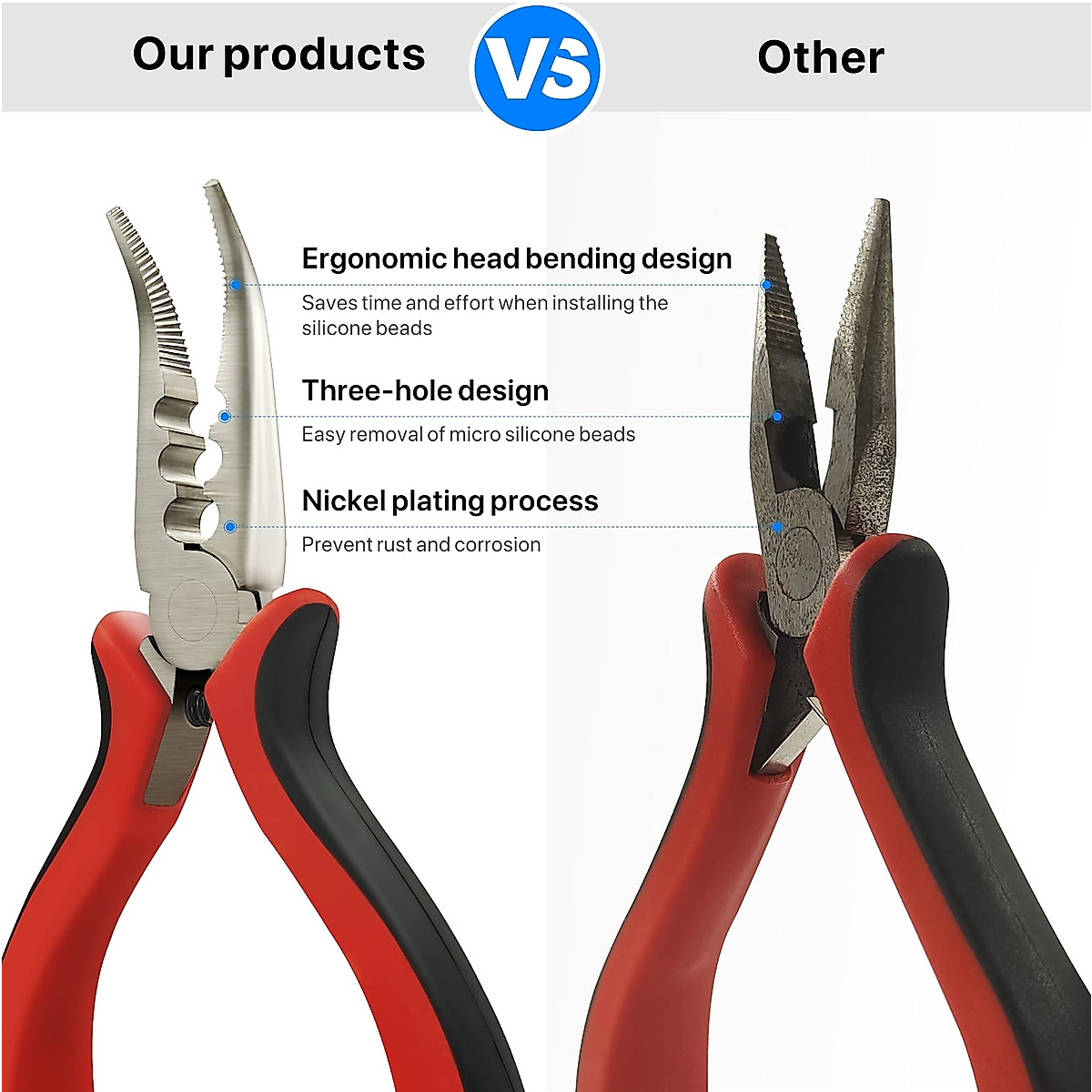 konovo Microlinks Hair Extensions Kit, Professional Tools with Hair Extension Pliers, Bead Threader, Micro Links Silicone Rings Bead 400PCS