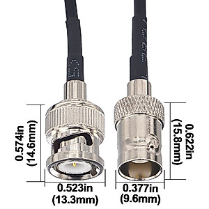 Boobrie 50ohms BNC Male to Female Cable 9.84ft BNC Male to BNC Female Cable RG174 BNC Coax Extension Cable Male to Female Jumper Cable for GPS Devices, Wireless Networking, RF Testing, RC Devices
