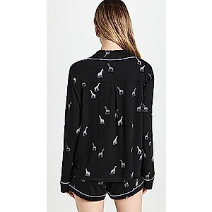 PJ Salvage Women's Loungewear Giraffe Manor Pajama Pj Set, Black, M