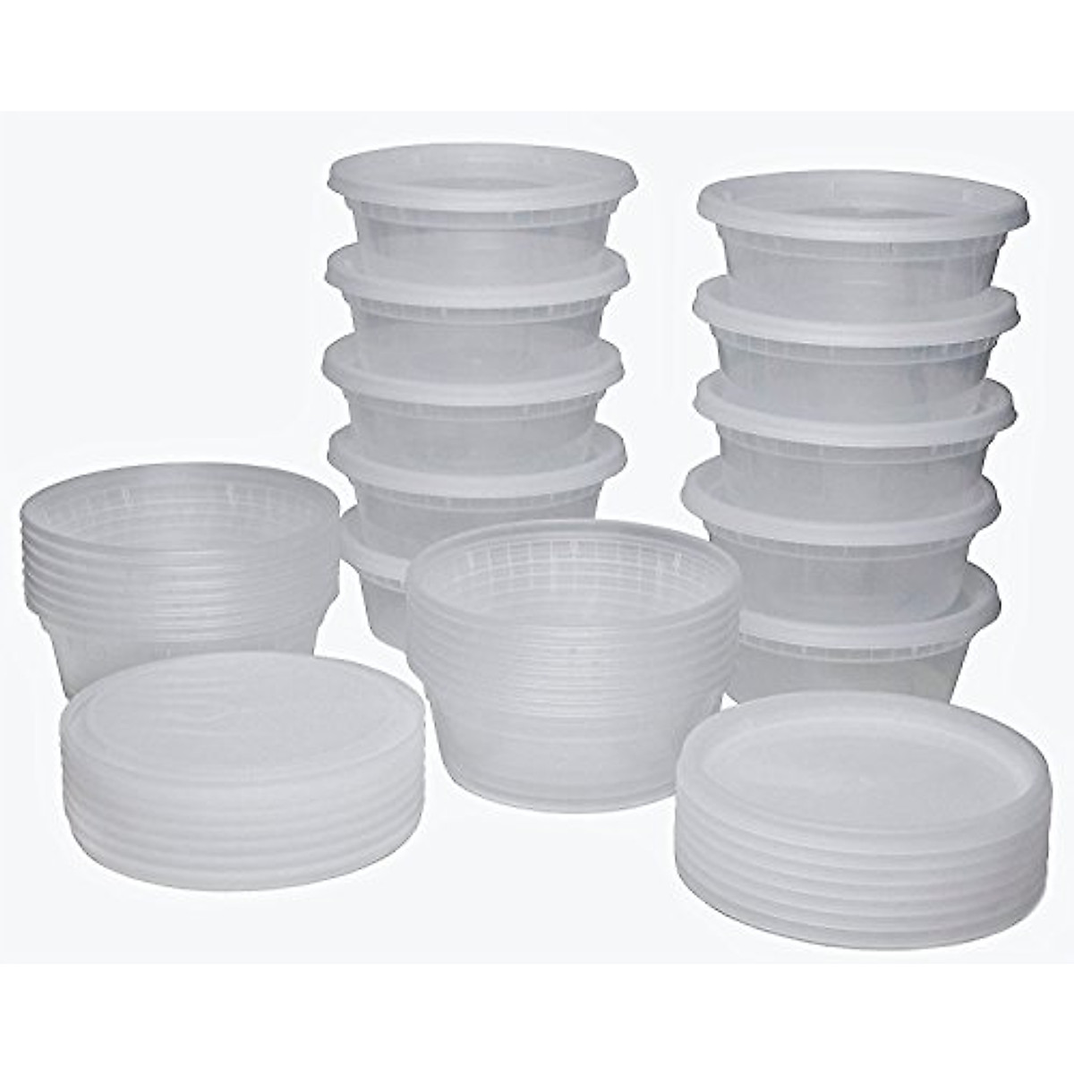 Mr. Miracle Deli Containers with Lids - 15 Pack of 8 oz Clear Airtight Reusable Plastic Food and Multi-Purpose Containers - Microwave, Freezer, and Dishwasher Safe