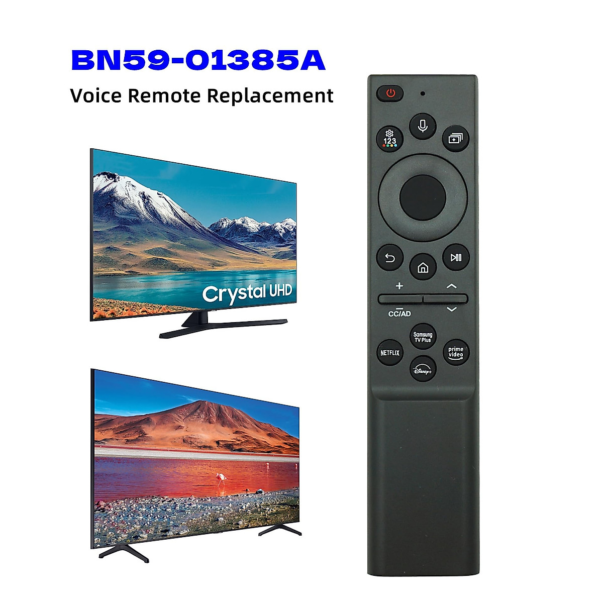 2023 New BN59-01385A（No solar） Replacement Voice Remote fit for Samsung Smart TV,Compatible with Samsung Crystal UHD/QLED/Neo QLED/The Frame/4K/8K Series TVs-1 year warranty