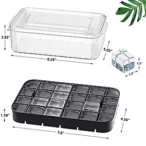 Ice Cube Tray with Lid and Bin, ROTTAY Ice Trays for Freezer, Easy-release 48 Small Nugget Silicone Ice maker with Ice Bucket, Ice Cube Storage Container Set for Chilled Drink, Cocktail and Smoothie