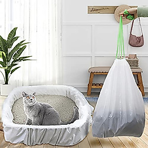 Sifting Cat Litter Box Liners Bags with Holes- Durable with Drawstring Scratch Resistant Waste (1, 36x18 Inch (Pack of 7))