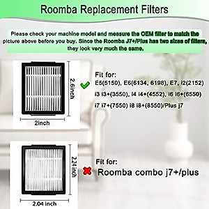 Replacement Parts accessories compatible with irobot Roomba i3 i3+ i4 i6 i6+ i7 i7+ i8 i8+/Plus E5 E6 E7 I,E &J Series Vacuum Cleaner, 1 set of rubber brushes and 4 filters and 4 side brushes