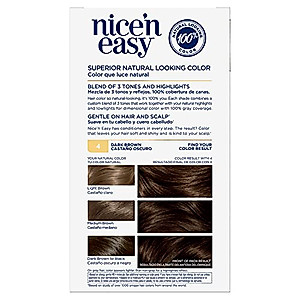 Clairol Nice'n Easy Permanent Hair Dye, 4 Dark Brown Hair Color, Pack of 3