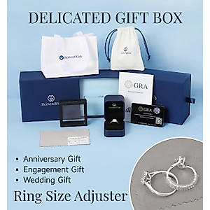 MomentWish Moissanite Rings, 2Carat Moissanite Rings for Women, D Color VVS1 Simulated Diamond 925 Sterling Silver Solitaire Rings-Size7