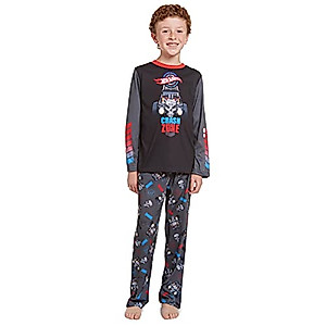 Hot Wheels Big Boys Pajama Shirt and Pants Sleep Set Black / Gray 10-12