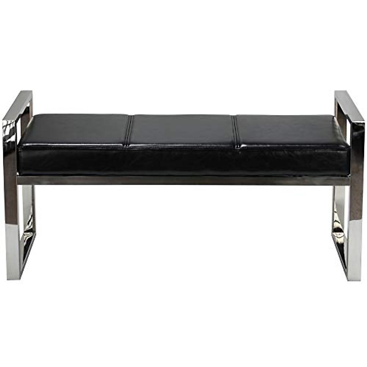 Cortesi Home Holden Contemporary Metal Entryway Bench, 40", Black