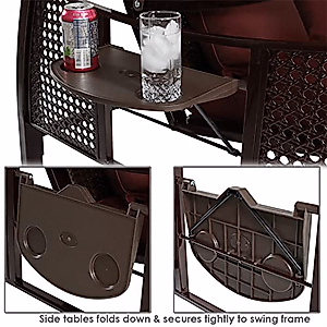 Sunnydaze 3-Seat Deluxe Patio Swing with Steel Frame and Canopy - 600-Pound Weight Capacity - Maroon Cushions Included