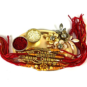 KSJONE Set of 12 Om Design Rakhi Thread, Rakhi for Brother, Raksha Bandha Gift for Your Brother, Rakhi Bracelet for Loving Sibling, Father, Bhabhi, Bhaiya with Roli Chawal (Design 4)