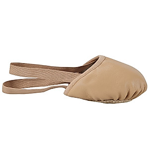 Linodes Leather Contemporary Pirouette Lyrical Half Sole Jazz Ballet Dance Shoe Turning Shoes for Women and Girls-Tan-S