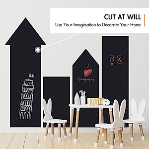 Chalkboard Wallpaper Stick and Peel: Contact Paper 17.7 X 78.7 Inches Classroom Chalkboard Stickers Chalk Board Paint Self Adhesive Wall Paper with 5 Colorful Chalks