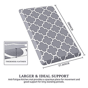 WISELIFE Kitchen Mat and Rugs Cushioned Anti-Fatigue Kitchen mats ,17.3"x 28",Non Slip Waterproof Kitchen Mats and Rugs Ergonomic Comfort Mat for Kitchen, Floor Home, Office, Sink, Laundry , Grey