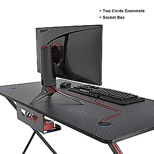 EE EUREKA ERGONOMIC Gaming Desk 39 inch, Small Gaming Table for Kids, Gift Idea, PC Computer Desk,Home Office Desk Workstation with Carbon Fiber Surface,Gamer Desk with Headphone Hook and Cup Holder