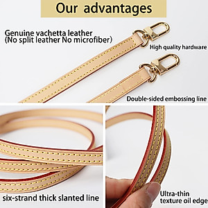 COLSEEY Genuine Vachetta Leather Crossbody strap Genuine leather Adjustable Replacement Strap for Shoulder Bag Handbag Purse(0.39 Inch Width Unadjustable)