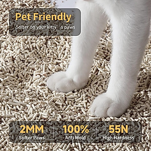 FUKUMARU Tofu Cat Litter, 18 LBS Flushable Cat Litter Clumping, Dust Free Cat Litter Tofu, Natural Unscented, Low Tracking Cat Litter Pellets, 24/7 Odor Control Mixed Apple Wood Pellet