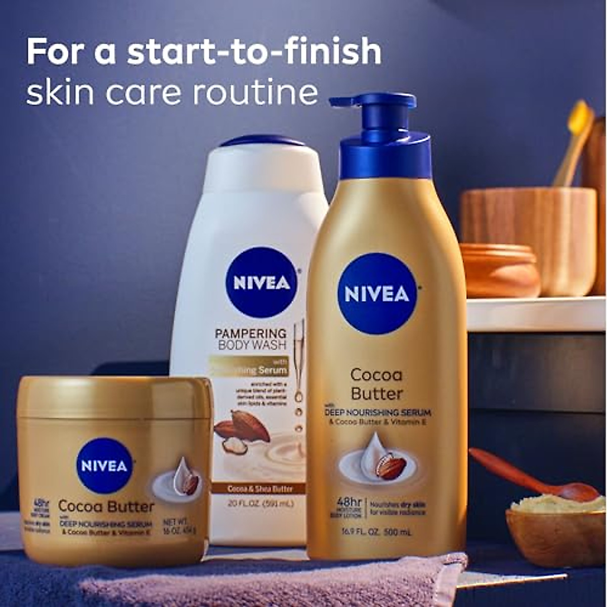 NIVEA Cocoa Butter Body Lotion with Deep Nourishing Serum, Scented Body Lotion, 16.9 Fl Oz Pump Bottle