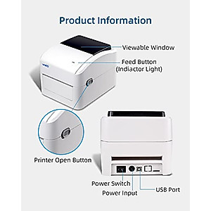 vretti Thermal Label Printer, 4x6 Thermal Shipping Label Printer for Shipping Packages and Small Business, 152mm/s Desktop Barcode Printer Machine for Amazon Ebay Etsy Shopify on Windows& Mac