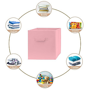 Largoda Storage Cubes,11.4 inch Cube Storage Bins (6 Pack) Storage Bins with Handles,Rectangle Storage Box,for clothes toys books and more,rainbow storage bins Includes 2 stickers