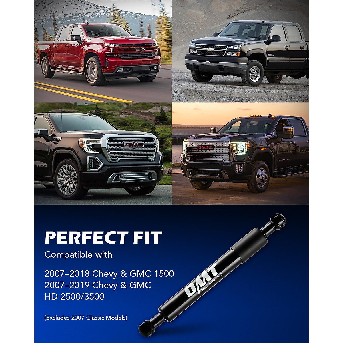 Orion Motor Tech Compatible with 07-19 Silverado Sierra Pickup Tailgate Assist, Truck Tail Gate Lift Assist Tailgate Shock Compatible with 2007-2019 Chevy Silverado GMC Sierra 1500 2500 3500 HD