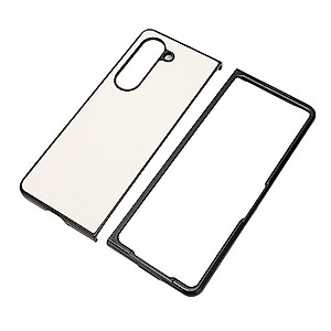 Shockproof Wear Resistant Phone Case for Samsung Galaxy Z fold 5 Case, PU Leather Flip Phone Cover for Samsung Fold 5 (Two Color Lychee Pattern White)