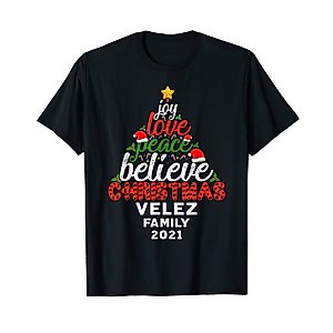 Custom family Christmas matching name Velez T-Shirt