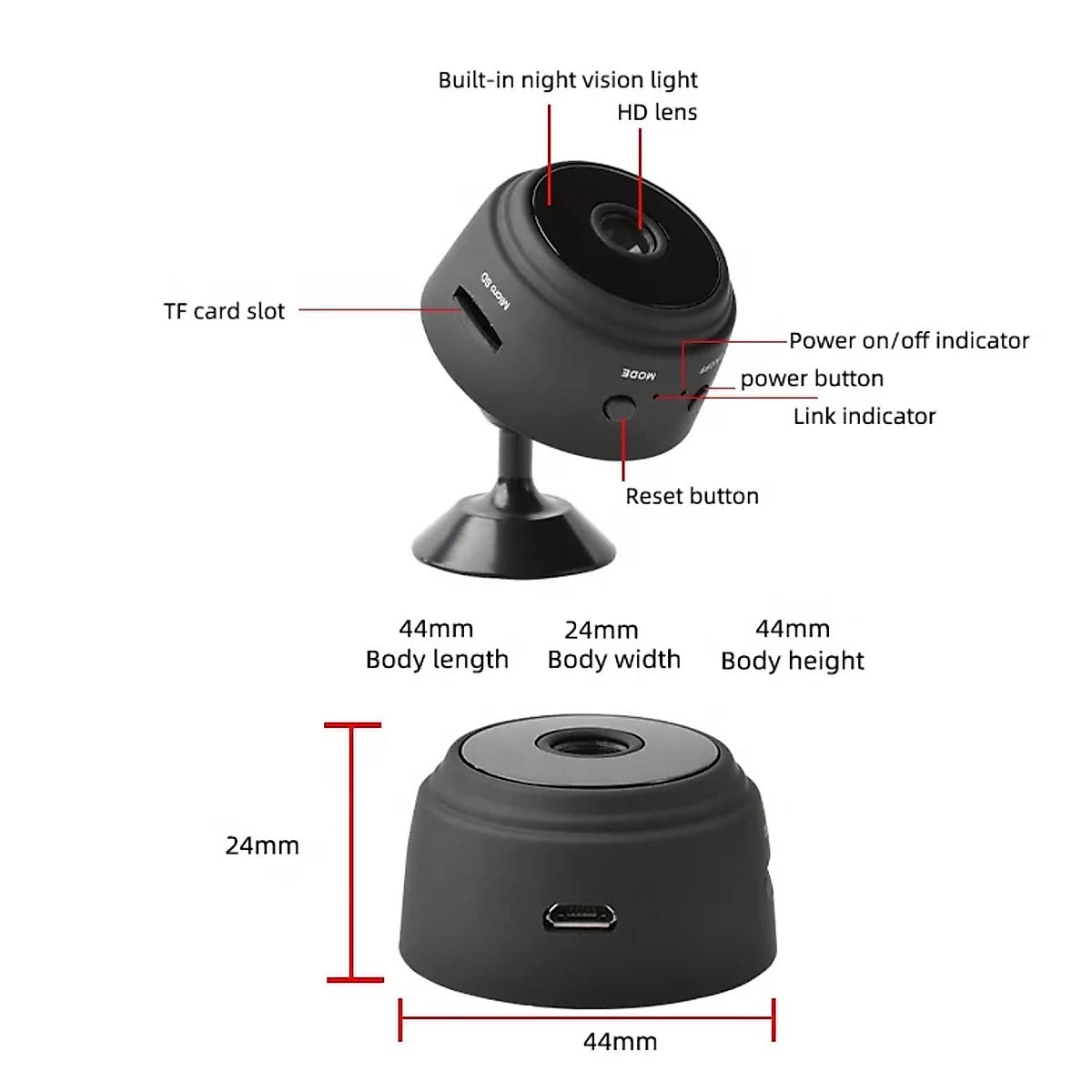 New Mini Hidden Wireless WiFi Camera HD 1080P Home and Office Security Cameras with Audio and Video by FDM Live Feed Covert Baby Nanny Cam with Cell Phone App with Night Vision and Motion Detection