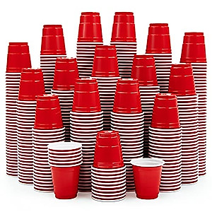 Lilymicky 1080 PACK 2 oz Plastic Shot Glasses, Red Disposable Plastic Cups, Mini Red Shot Cups, 2 oz Party Cups for Jello Shots and Tasting