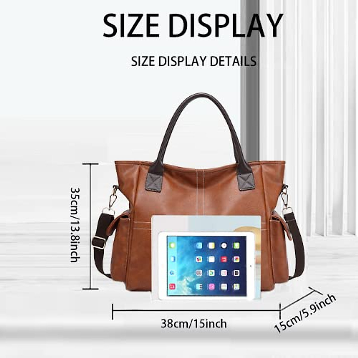 Women Top Handle Satchel Handbags Large hopo Purses Faux Leather Tote Bag School Shoulder Bag with External Pocket (red)