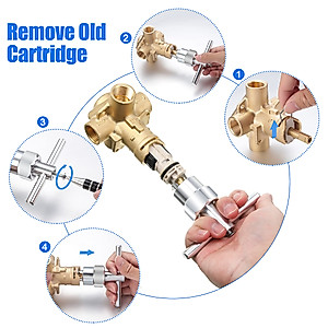 Enhon 1222 Replacement Cartridge Compatible with Moen with Puller, Tub Shower Cartridge Replacement Kit for One Handle Posi-temp Faucet (1 Set)
