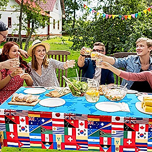 International Flag Table Cover World Country Flags Tablecloth Plastic Patriotic Table Cloth for Soccer Sports Beer Festival Events Celebration Decorations Party Supplies 108 x 54 Inches(3)