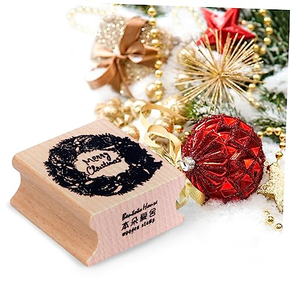 Didiseaon Wooden Christmas 3pcs Vintage Lip Gloss Set Wood Art Stamp Christmas Sealing Stamp Wooden Seal Stamp Stampers Party Favors Christmas Stampers Wooden Stamper Printing Pine Cones