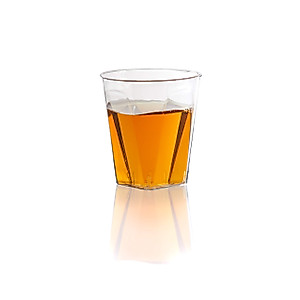 Crown Display Exquisite 2 Oz. Disposable Plastic Shot Glasses - Square Bottomed - (20) Party Shooter Glasses