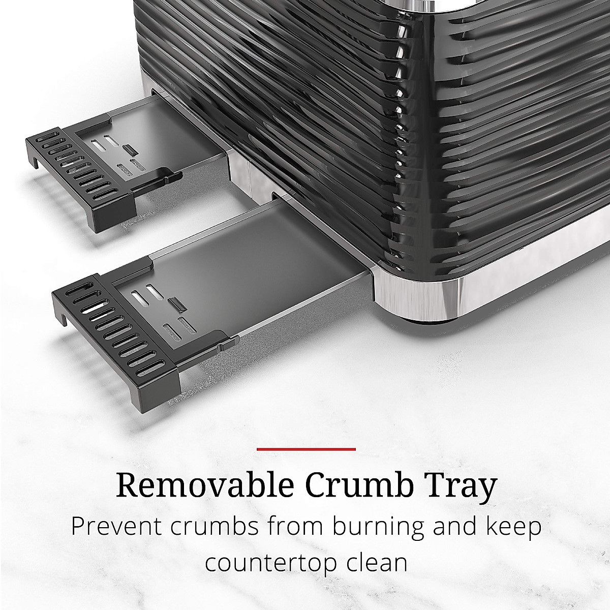 Russell Hobbs TR9450BR Coventry 4-Slice Toaster, Black, Included Warming Rack