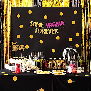 Same Vagina Forever Gold & Pink Glitter Banner - Funny Bachelor & Lesbian Bachelorette Party Ideas, Supplies, Gifts, Decorations and Favors - Drinking Game