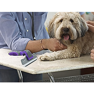 Hertzko Pet Deshedding Tool Gently Removes Shed Hair - for Small, Medium, Large, Dogs and Cats, with Short to Long Hair