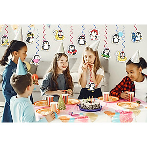 24 Pieces Penguin Hanging Swirls Penguin Streamers Penguin Hanging Decorations Ceiling Swirls for Penguin Birthday Party Decorations Party Supplies Baby Showers Decorations