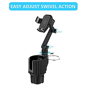 Pletmin Car Cup Holder Phone Mount: Universal Auto Cell Phone Stand with Drink Expand Cup Holder for SUV | Automobile |Compatible with iPhone & Samsung and Other Android Smartphone-Black