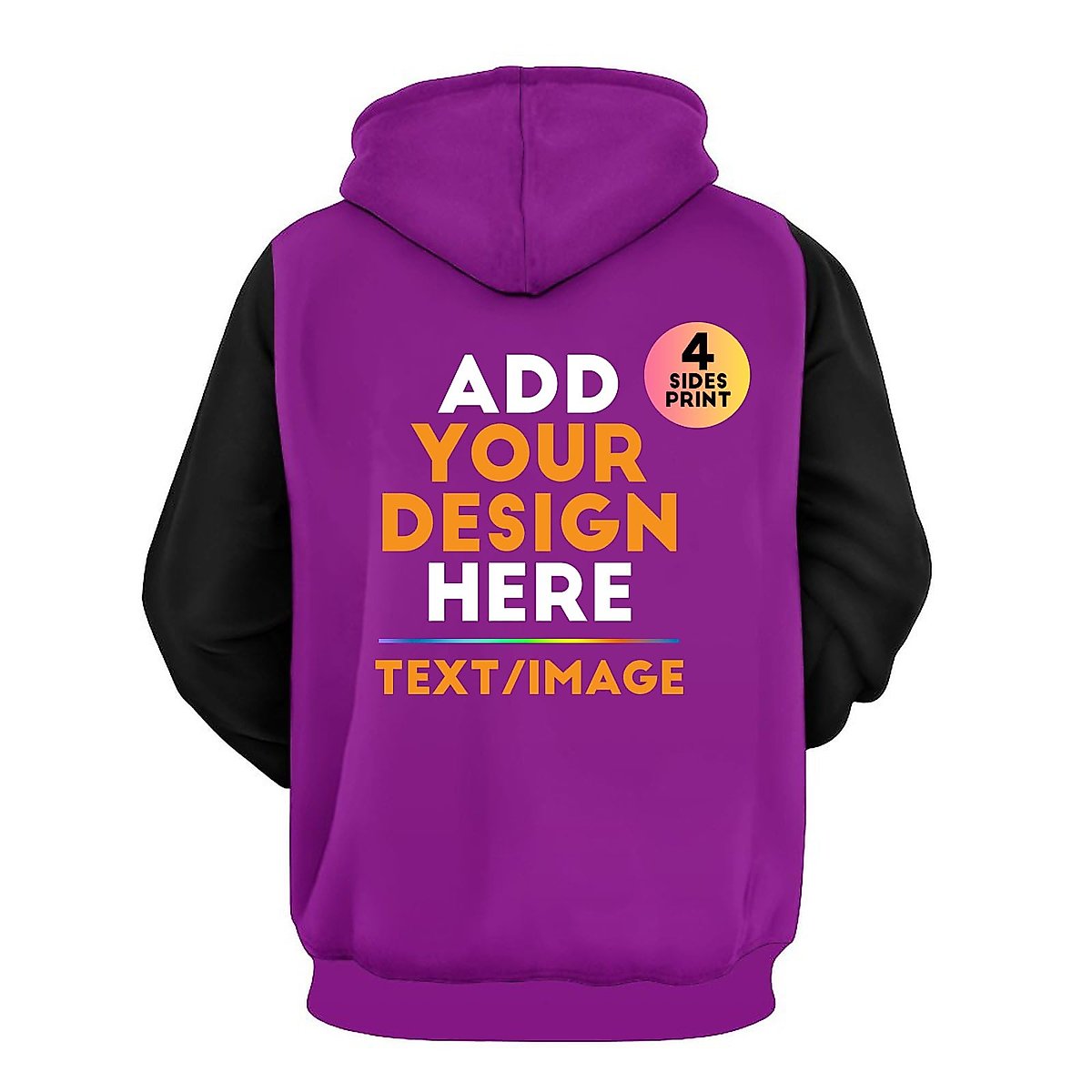 Dwujlioj Custom Hoodie Design Your Own for Men&Women,Personalized Hoodie Customized Sweatshirts Add Your Own Photo/Text,DIY Print Hooded Front & Back(Black-Purple/Small)
