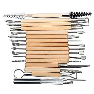 Blisstime Set of 42 Clay Sculpting Tool Wooden Handle Pottery Carving Tool Kit