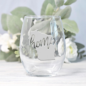 Wisconsin State Stemless Wine Glass - Wisconsin Gift, Wisconsin Wine Glass, Wisconsin Fan Gift