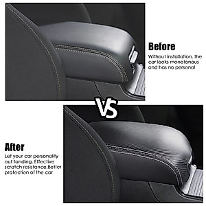 sportuli Center Console Cover Anti-Scratch Leather Armrest Cover Replace for 2011-2023 2024 Dodge Charger Chrysler 300 300C (Carbon Fiber)