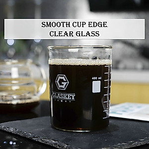 GLASKEY Caffeine Beaker Mug,16 oz Anti-dripping Borosilicate Caffeine Mug,Cool Coffee Mugs with Handle,Chemistry Mug,Measuring for Coffee,Tea,Hot and Cold Beverage